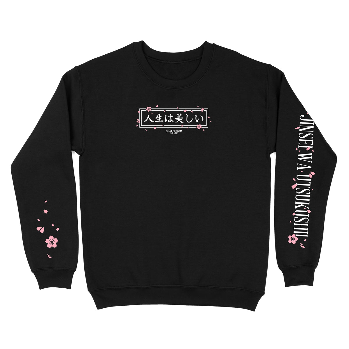 Hanami Crew Neck Sweater - Black *Apparel PRE-ORDER* – Hello Senpai